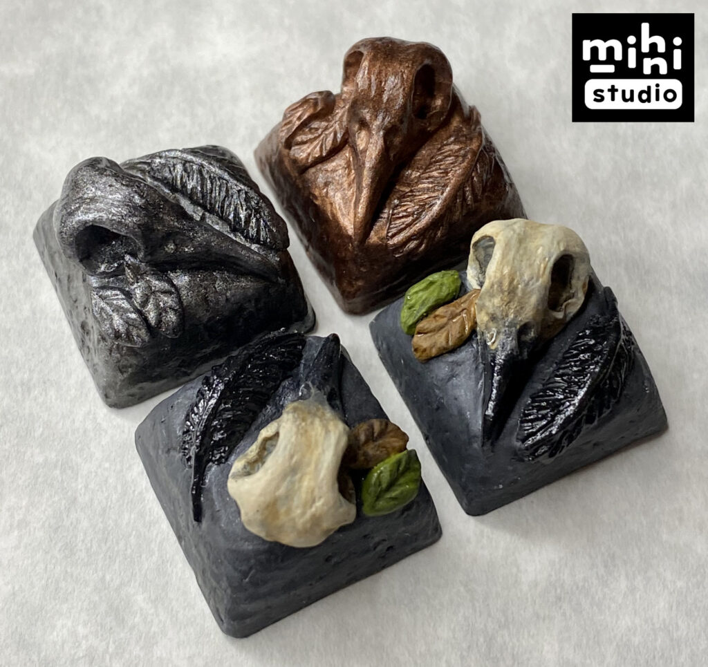 Quoth Raven Skull Keycaps | Mihi Mini Studio
