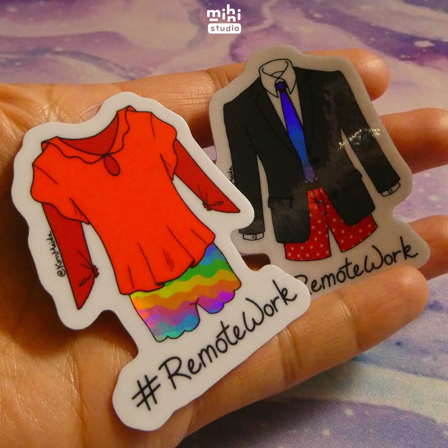 #RemoteWork Dress Code Stickers (Holographic) | Mihi Mini Studio